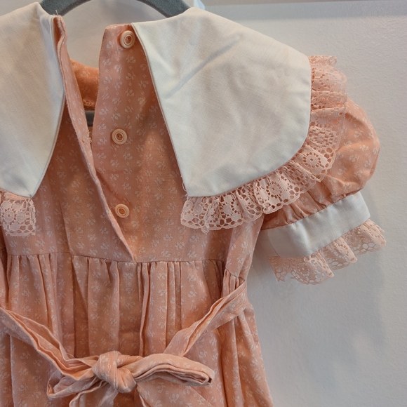 Vintage | Dresses | Vintage 8s 90s Charming Peach Lace Trim Kids Dress ...